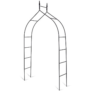 GOFLAME Garden Arch Steel, Rose Arbor for Various Climbing Plant, Outdoor Garden Lawn Backyard, Gothic Style Heavy Duty Wedding Party Ceremony Decoration (Black)