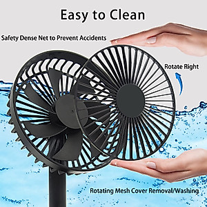 USB Desk Fan,Small Table Fan Oscillating Fan Head Rotating Adjustment Portable Mini Personal Fan 3 Speeds Strong Wind Quiet Desktop Table Cooling Fan for Home Office Table Dorm Outdoor Camping Travel