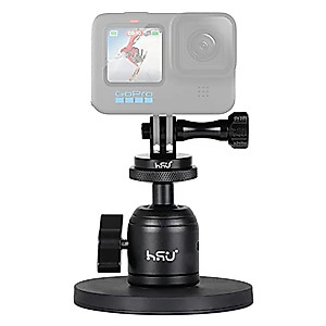 HSU Magnetic Camera Mount Base Kit with Mini Ball Head for GoPro, with Aluminum 1/4"-20 GoPro Tripod Mount Compatible with GoPro Hero 11/10/9/8/7/6/5 Insta360/ Osmo Action/DSLR Camera (3.5” Base)