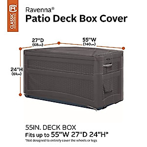 Classic Accessories Ravenna Water-Resistant Patio Deck Box Cover, 55 x 27 x 24 Inch