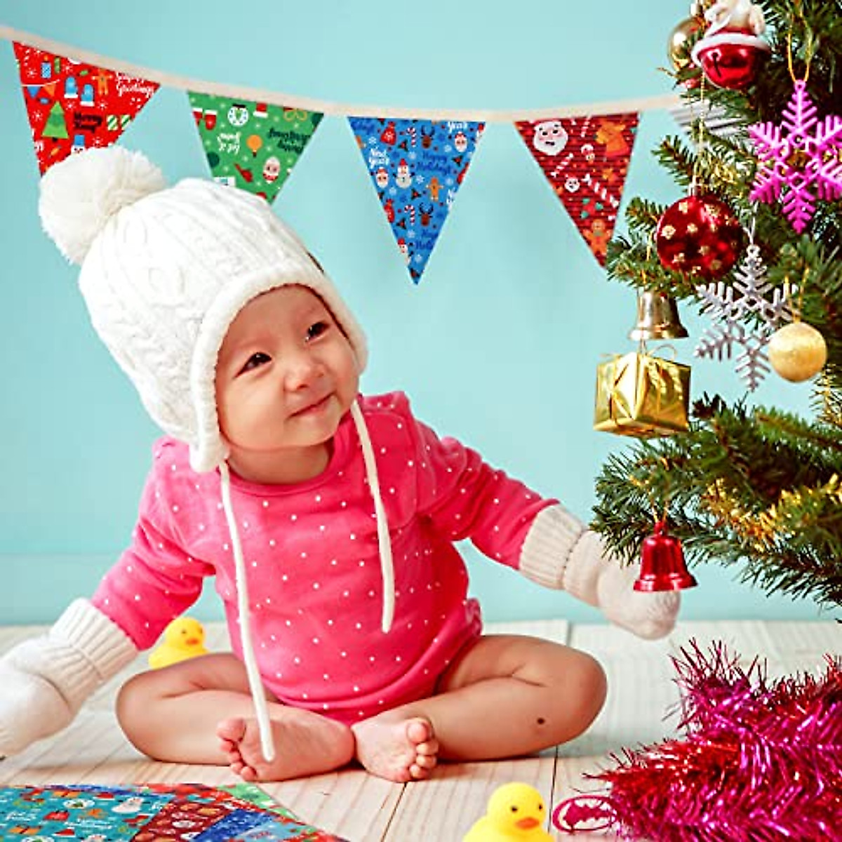 20 Pieces Christmas Fabric Fat Quarters Christmas Fabric Bundles Precut Fabric Squares Christmas Tree Snowflake Printed Fabric Scraps for Dress Apron DIY Crafts (Vivid Pattern, 10 x 10 Inch)