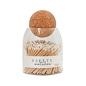 Decorative White Safety Wooden Match Holder | Cute Glass Bottle Jar for Lighting Candles | Premium Long 3” Bulk Long Matchsticks | 135 Matches in Cloche with Striker | Home Decor Family Room