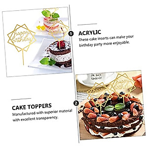 Abaodam 12 pcs Cuake Gold Insert Sweet Delicate Dessert Mirror Glitter Picks Baby Flags Double-sided or Decorations Decorative for Birthday Fruit Adults Party Ornaments Wedding Toppers