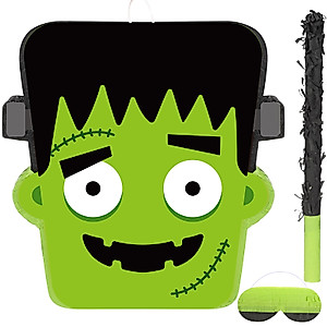 Aoriher Halloween Piñata Green People Piñata Devil Piñata Mexican Piñata with Stick Blindfold for Halloween Birthday Fiesta Game Supplies