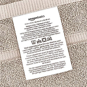 Amazon Basics GOTS Certified Organic Cotton Washcloths - 12-Pack, Delicate Fawn