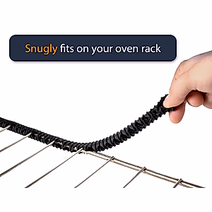 Silicone Oven Rack Shields by Linda’s Essentials (3 Pack) | Heat Resistance Silicone Oven Rack Protectors Guards Against Burns and Scars | 14 Inches Long (Black)