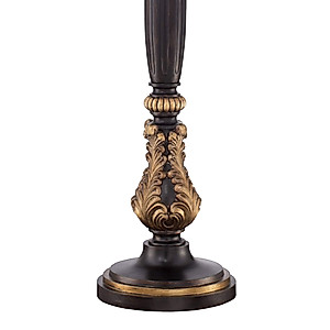Barnes and Ivy Rita Traditional Victorian Torchiere Floor Lamp 75" Tall Carved Wood Amber Glass Shade Foot Dimmer Standing Light for Living Room Reading House Bedroom Home Office