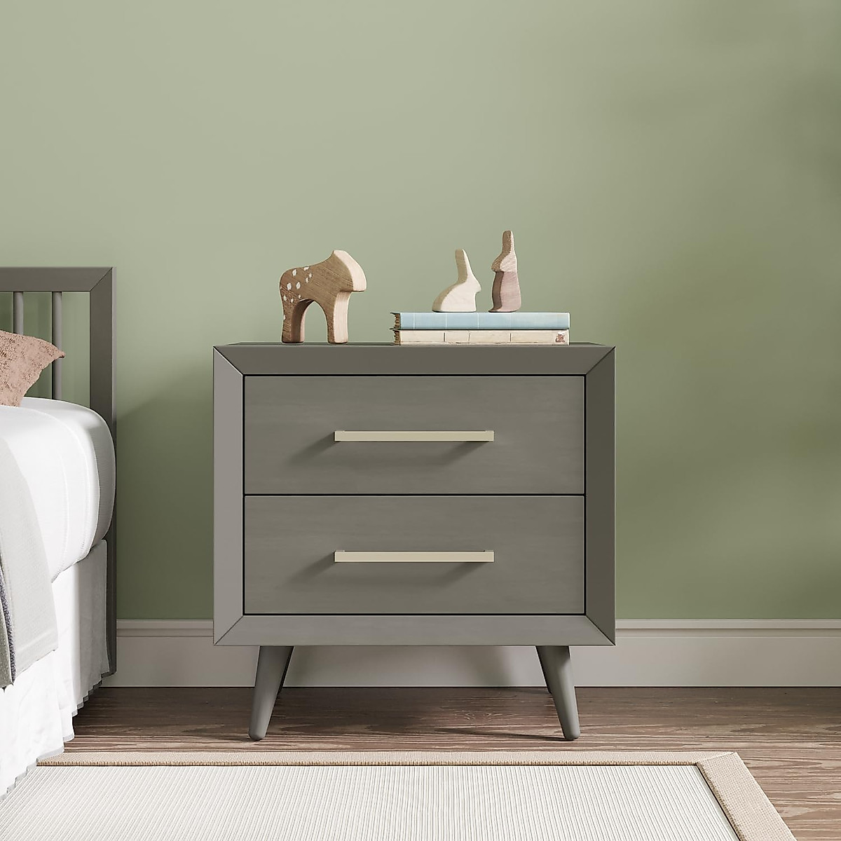 Child Craft Cranbrook 2 Drawer Nightstand for Nursery or Bedroom, Large Storage Drawers, Made of Sturdy Pinewood, Non-Toxic, Baby Safe Finish (Lunar Gray)