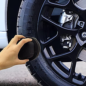 2Pcs Large Tire Shine Applicator Pad, Tire Sponge Applicator Foam Tire Gel Wet Applicator Car Detailing Reusable Cleaning Supplies for Tire Shine
