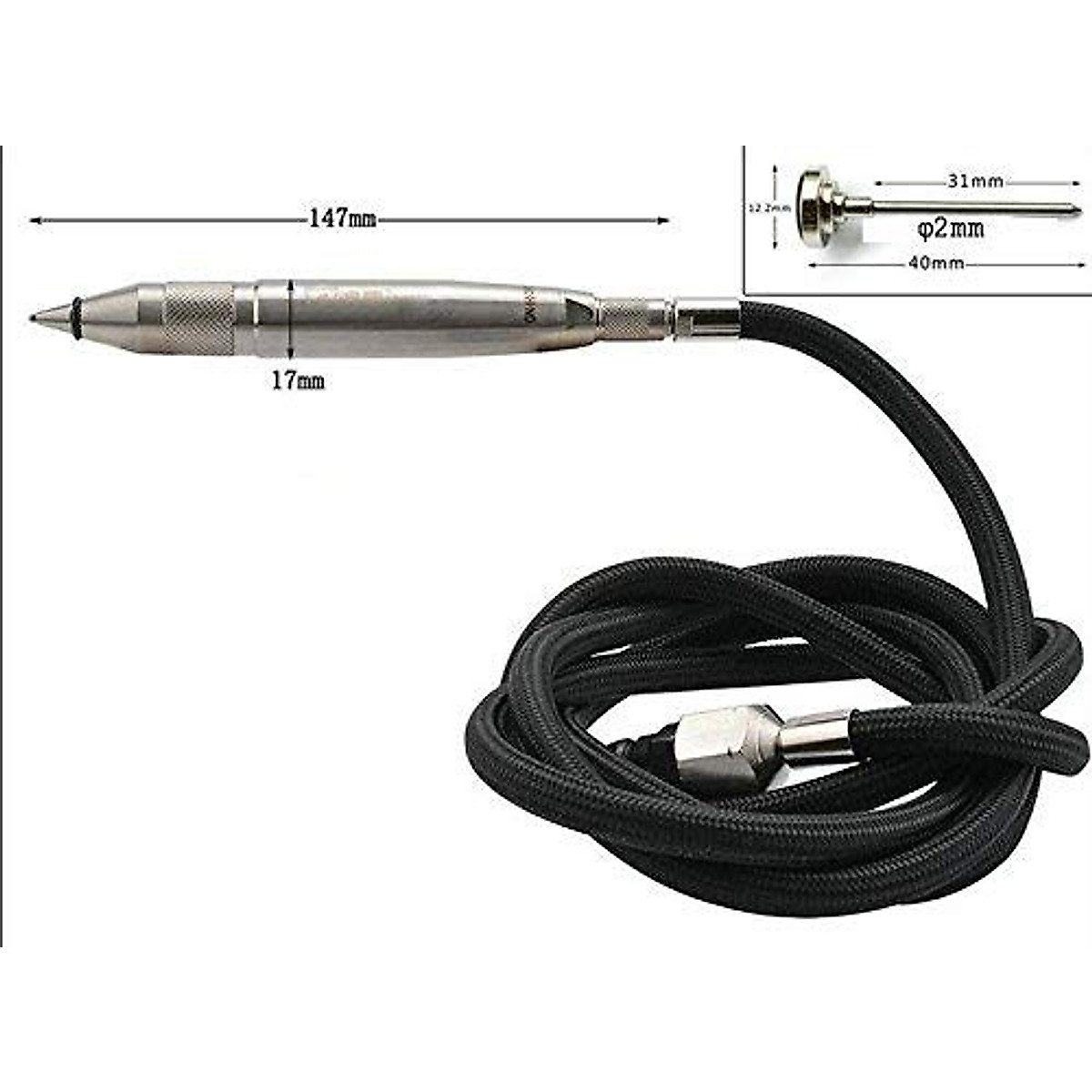 ELEOPTION Pneumatic Engraving Pen Tool Air Pencil Grinder 112L/min Engraver Penumatic Tip Pen