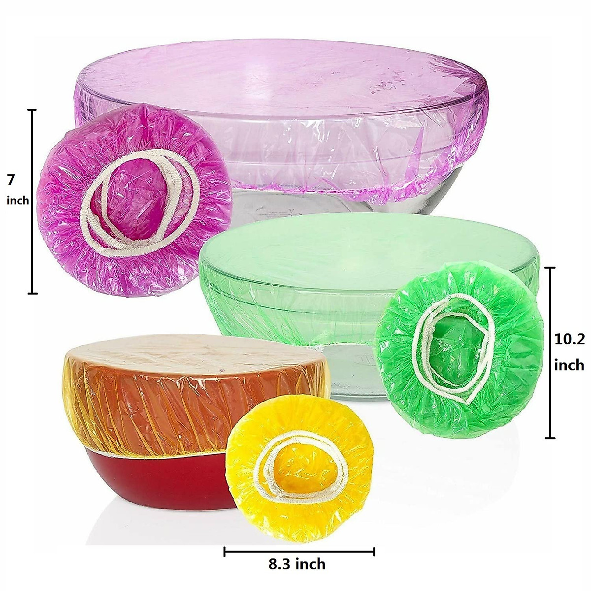 120 Pieces Elastic Food Storage Covers, Plastic Stretchable Adjustable Food Covers Reusable Colorful Bowl Covers for Family Outdoor Picnic Fruit Dishes Plates 3 Size