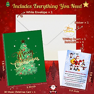 FITMITE Christmas Cards, MUSIC & LIGHTS & BLOWABLE Pop-up 3D Merry Christmas Card Christmas Gifts for Women Men Kids Mom Dad, Christmas Greeting Card with Envelopes