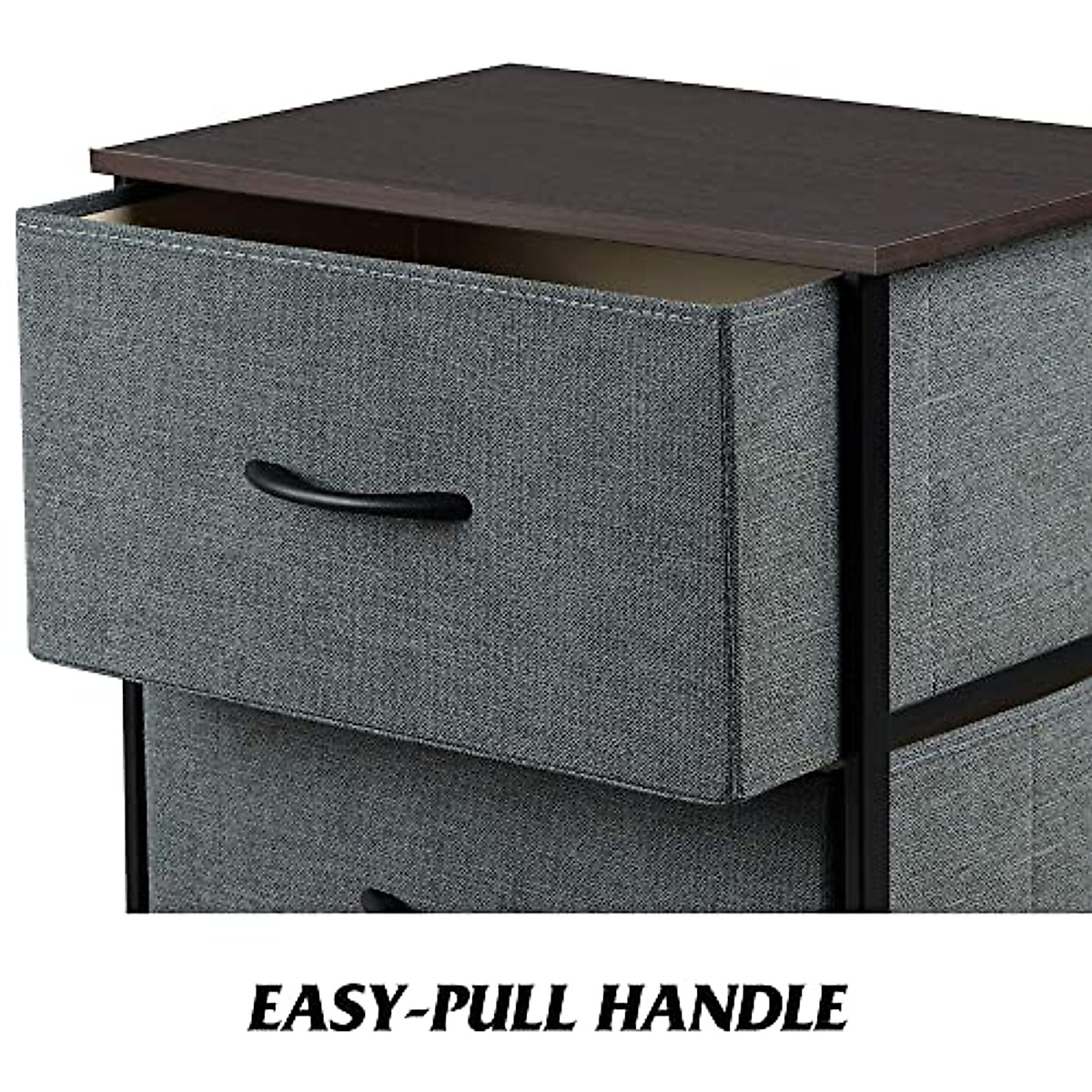 WLIVE Dresser with 4 Drawers, Storage Tower, Organizer Unit, Fabric Dresser for Bedroom, Hallway, Entryway, Closets, Sturdy Steel Frame, Wood Top, Easy Pull Handle, Dark Grey