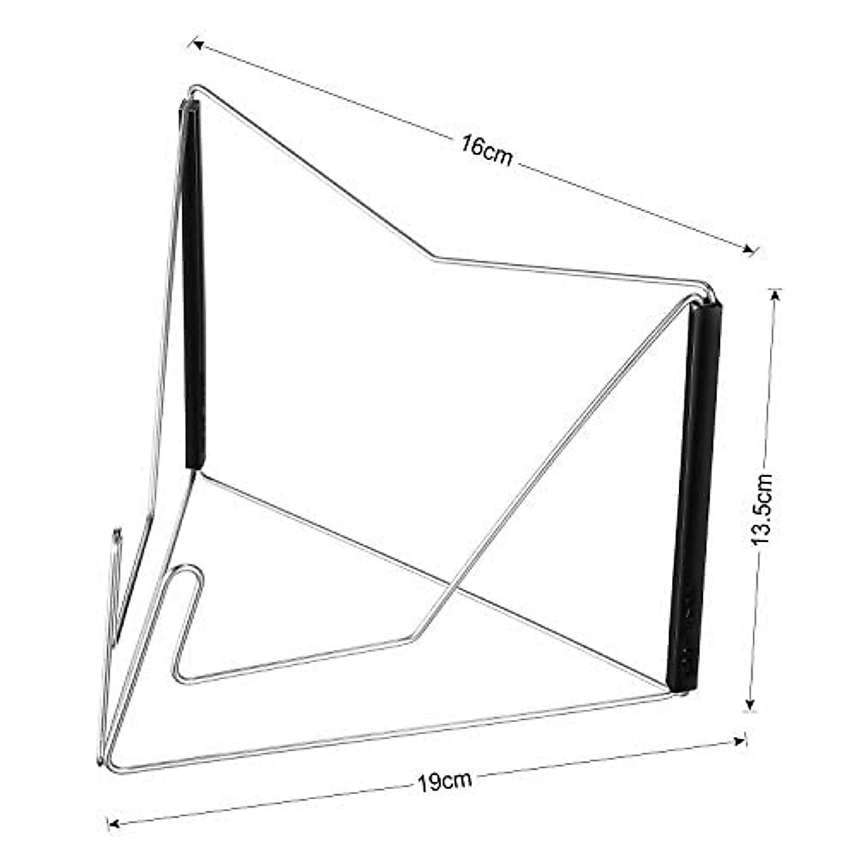 2 Pieces Book Stands, Adjustable Reading Stand, Music Book Easel Display Holder, Fold-n-Stow Metal Bookstand, Small Book Rest for Kitchen Countertops (Black)
