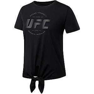 Reebok Womens Tie Front Graphic T-Shirt, Black, Medium