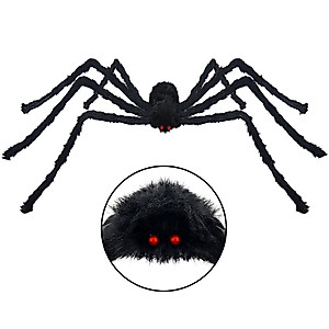 Pawliss Halloween Decorations Indoor, 48inch Scary Giant Halloween Yellow Spider Fake Large Spider Hairy Props Realistic for Halloween Party Decor,Yard Decor,Outdoor,Indoor