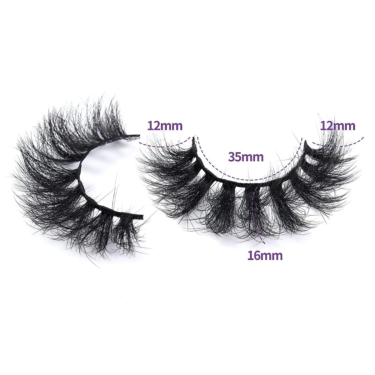Wleec Beauty Fluffy Mink Lashes 16mm, 3D Fake Eyelashes Thick, Dramatic Eye Lashes Pack (7 Pairs, Black, FM36)