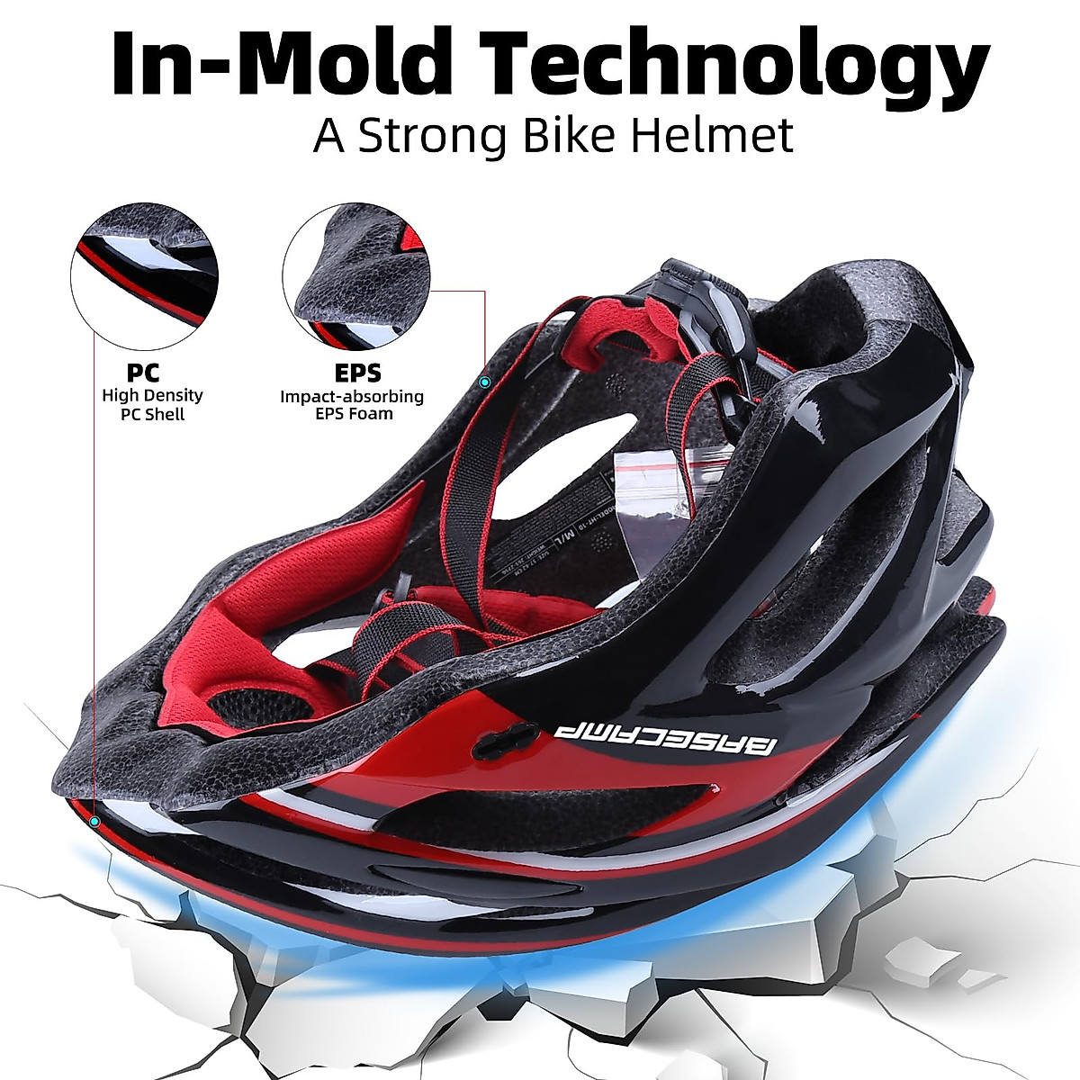 Basecamp Bike Helmet for Men Women with LED Safety Light Removable Sun Visor Lightweight Bicycle Helmet Adjustable Breathable Mountain & Road Cycling Helmets for Adult (BC-10)