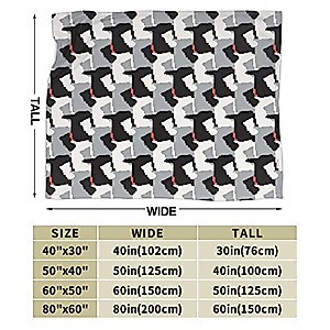 Maikeway Black Scottie Dogs Fleece Blanket Throw Warm Super Soft Comfort for Travel Outdoor Home 60"x50"