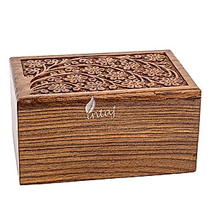 INTAJ Handmade Tree of Life Urns for Human Ashes, Adult Large Cremation Urns, Funeral Urns Engraved, Burial Urns - 185 lbs (L (9x6x5) 185 Cu/in, Tree of Life)
