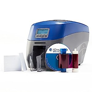 ID Maker Apex 2 Sided Card Printer Machine & Supply Kit for Badge Printing - Print Professional Quality Identification Badges - IDMaker Software, Premium Camera, 300-Print Color Ribbon, 100 PVC Cards