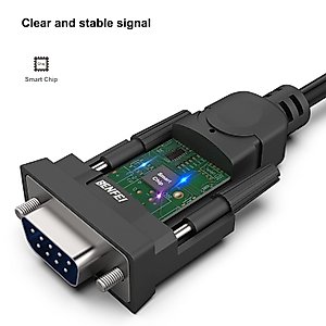 BENFEI USB to Serial Adapter, USB to RS-232 Male (9-pin) DB9 Serial Cable, Prolific Chipset, Windows 11/10/8.1/8/7, Mac OS X 10.6 and Above, 1.8M（Not VGA）