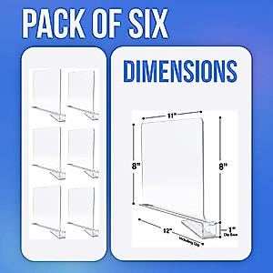 Maxoli – Pack of 6 Clear Acrylic Shelf Dividers, Closets Shelf and Closet Separator for Organization in Bedroom, Kitchen and Office Shelves Plastic Shelve Divider for Closet Organizer.
