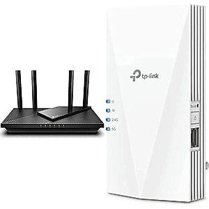 TP-Link OneMesh WiFi 6 Router AX1800 Smart WiFi Router (Archer AX21) – Dual Band Gigabit Router + TP-Link AX1500 WiFi Extender Internet Booster(RE500X), OneMesh WiFi 6 Range Extender