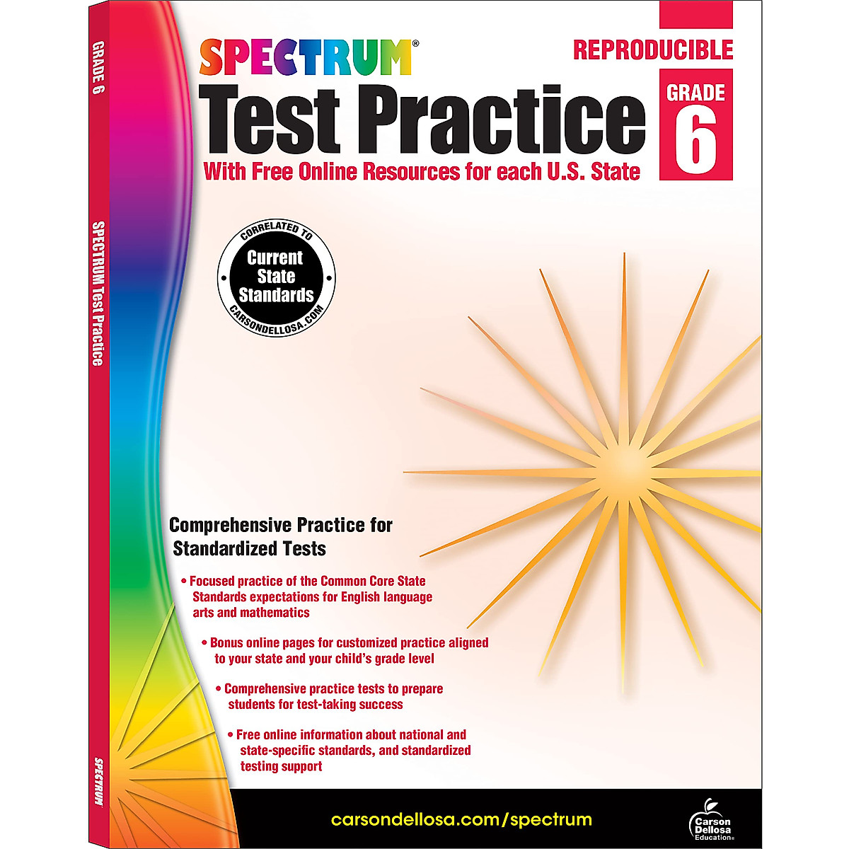 Spectrum Grade 6 Test Practice Workbooks, Ages 10 to 11, Math, Language Arts, and Reading Comprehension 6th Grade Test Practice, Reproducible Book, Vocabulary, Writing, and Math Practice - 160 Pages