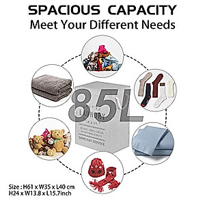 U Trip Laundry Basket with Lid, 85L Large Deluxe Laundry Baskets - Collapsible Foldable Laundry Hamper Canvas Storage Basket Bin for Clothes Washing Bedroom Organizer Toy Collection (Grey)