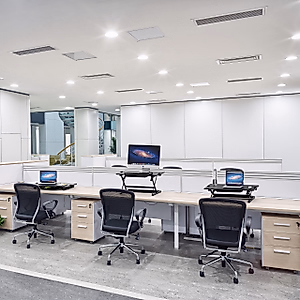 SHW 32-Inch Height Adjustable Standing Desk Converter Riser Workstation, Black