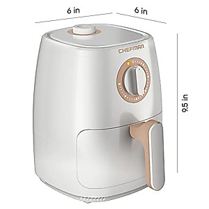 Chefman TurboFry 2-Quart Air Fryer, Dishwasher Safe Basket & Tray, Use Little to No Oil For Healthy Food, 60 Minute Timer, Fry Healthier Meals Fast, Heat And Power Indicator Light, Temp Control, White