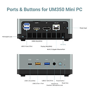 MINISFORUM DeskMini UM350 Mini PC AMD Ryzen 5 3550H DDR4 16GB RAM + 512GB NVMe SSD Desktop Computer, HDMI/DP/USB-C 4K@60Hz Triple Screen Support, 2.5G LAN, Radeon Vega 8 Graphics Mini Computer