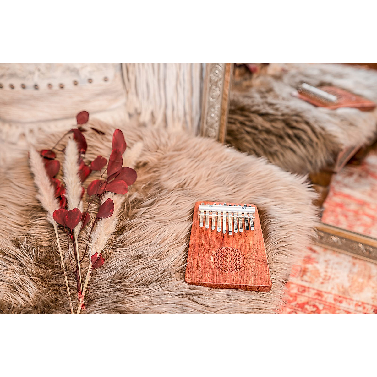 Kalimba Thumb Piano, 10 Keys — Includes Tuning Hammer and Case — For Meditation, ASMR, Sound Therapy and Yoga, 2-YEAR WARRANTY