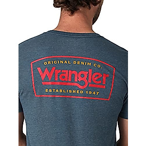 Wrangler Men's Western Crew Neck Short Sleeve Tee Shirt, Navy Original Denim, X-Large
