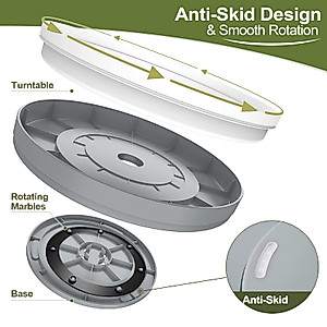 Fabutendus Large Lazy Susan for countertop, 12'' White Refrigerator Lazy Susan Organizer, Turntable Organizer with Non-Slip Pad, Sturdy Lazy Susan for Dining Table