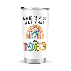 60th Birthday Gifts for Women, Tumbler 20 oz Stainless Steel Vacuum Insulated Tumblers, 1963 Birthday Gifts for Women, 60 Year Old Birthday Gifts, 60th Birthday Gift Ideas, 60th Birthday Tumbler