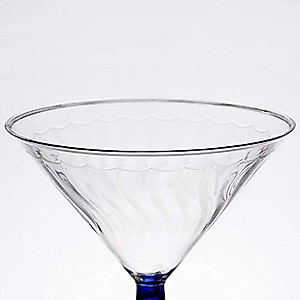 Fineline Settings 12-Piece Flairware 2-Piece Martini Glass, 6-Ounce, Blue