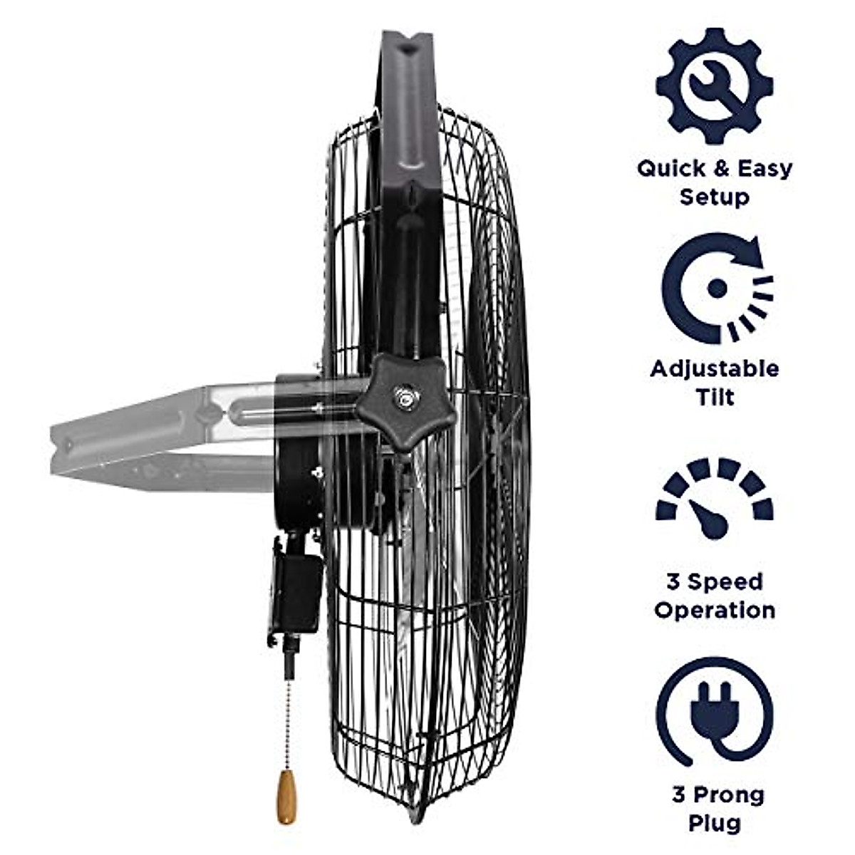 Maxx Air Wall Mount Fan, Commercial Grade for Garage, Shop, Easy Operation and Powerful CFM (18" Residential Wall Mount)