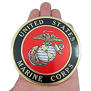 United States Military Marine Corps Metal Auto Decal Emblem, 4 Inch