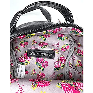 Betsey Johnson Mini Dog Puppy Backpack Black with Heart Jewel Nose Bulldog Great Gift Idea Women's Fashion Bag Tote Handbag Purse