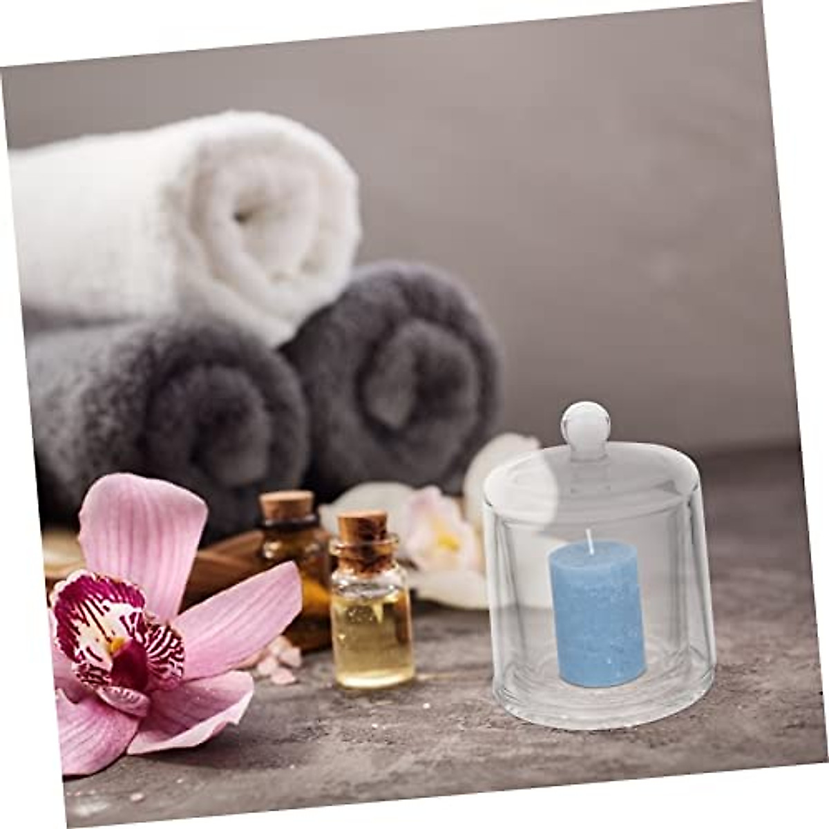 Garneck 1 Set Candlestick Food Glass Dome Glass Candle Cups Food Serving Cover Glass Container with Lid Clear Glass Bell Jar Desert Cloche Dome Candle Holder Dome Crystal Household Cake