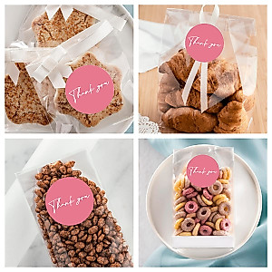 Round Thank You Stickers, Thank You Sticker Supplies for Business Packaging, Bubble Mailers & Bags (1.5'', Light Red)