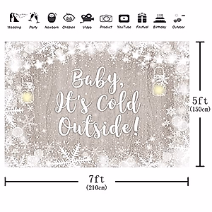 Aperturee It's Cold Outside Baby Shower Backdrop 7x5ft Winter Wonderland Christmas Xmas Rustic Wood Floor Festival Snowfall Snowflake Photography Background Party Decorations Banner Photo Booth