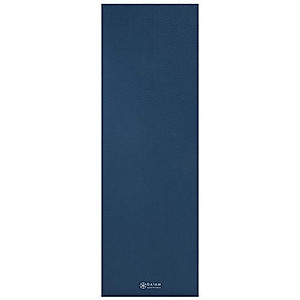 Gaiam Essentials Premium Yoga Mat with Yoga Mat Carrier Sling, Navy, 72"L x 24"W x 1/4 Inch Thick