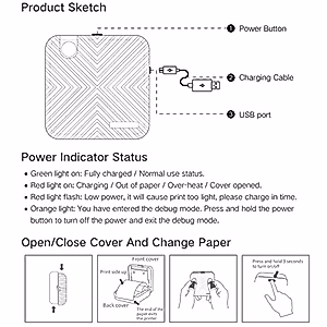 Gaeirt Sticker Printer, Mini Portable Wireless Bluetooth Thermal Printer, 203dpi 58mm Photo Printing Portable Pocket Printer Smartphone Photo Printer(Pink)