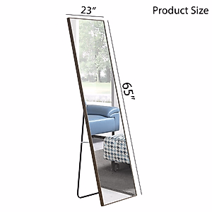 CIATRE Solid Wood Frame Full-Length Mirror - Dressing Mirror for Bedroom, Home Porch, and Clothing Store - Floor Mounted or Wall Mounted - 65" x 23"