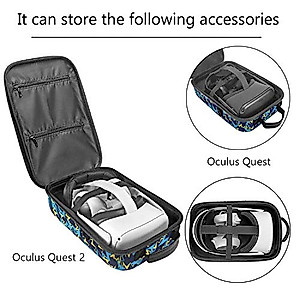 Esimen Fashion Travel Case for Oculus Quest 2 VR Gaming Headset Elite Strap and Controllers Accessories Carrying Bag (Blue)