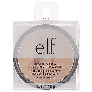 e.l.f, Halo Glow Setting Powder, Silky, Weightless, Blurring, Smooths, Minimizes Pores and Fine Lines, Creates Soft Focus Effect, Medium, Semi-Matte Finish, 0.24 Oz