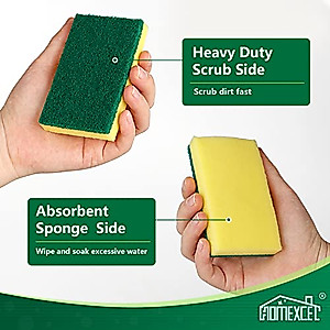 HOMEXCEL 24 Count Heavy Duty Scrub Sponges Kitchen,Small Dish Sponges for Kitchen,Flexible Household Cleaning,3.5"X2.1"X0.9"